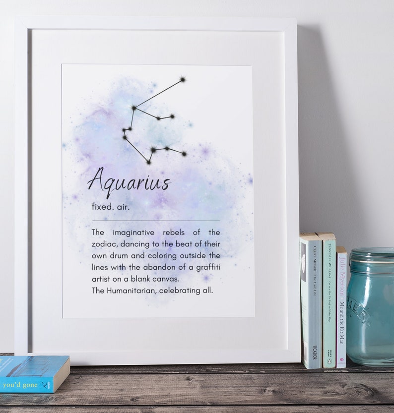 Aquarius Zodiac Definition Printable - Digital Download - Wall Art - Etsy