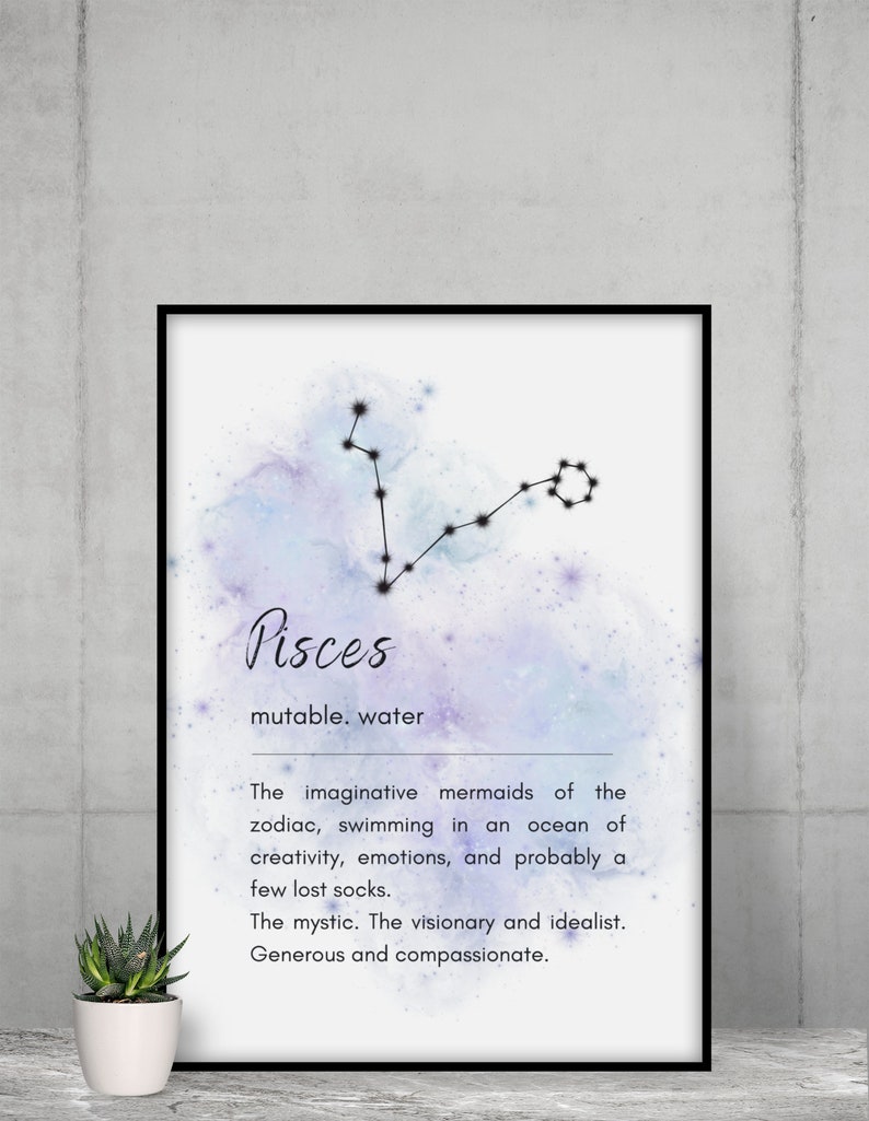 Pisces Zodiac Definition Printable - Digital Download - Wall Art - Etsy
