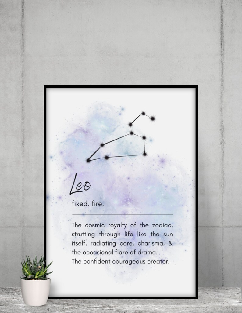 Leo Zodiac Definition Printable - Digital Download - Wall Art - Etsy