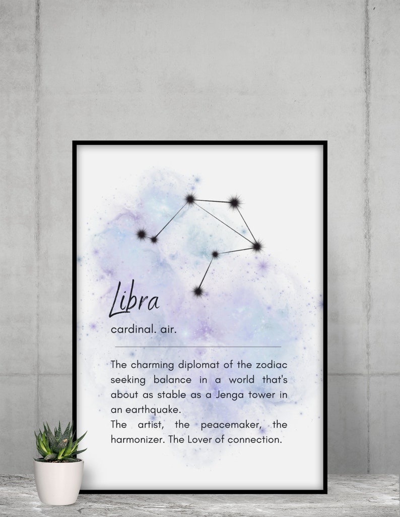 Libra Zodiac Definition Printable - Digital Download - Wall Art - Etsy