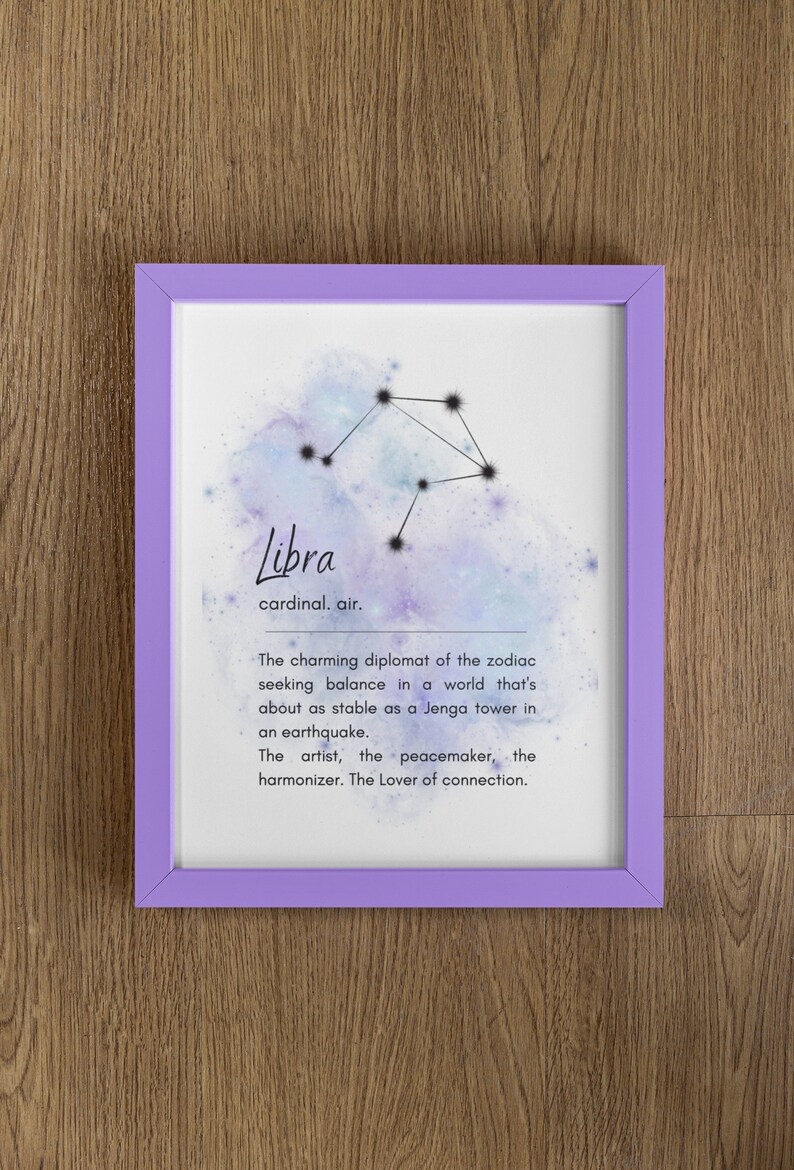 Libra Zodiac Definition Printable - Digital Download - Wall Art - Etsy