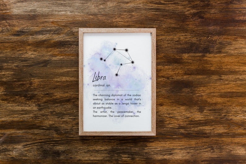 Libra Zodiac Definition Printable - Digital Download - Wall Art - Etsy