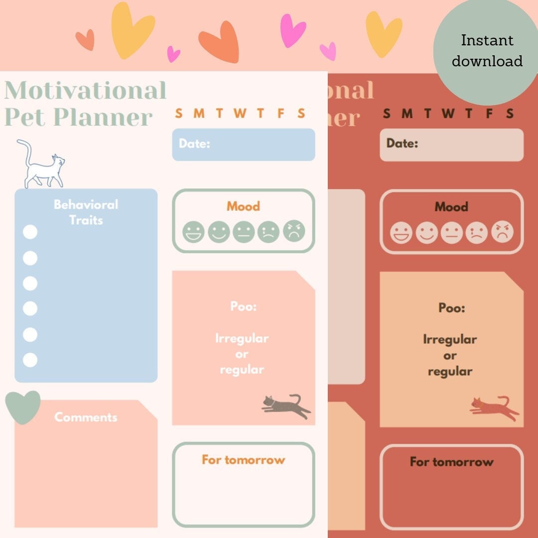 Cat Report Card, Pet Report Card, Ready to Print Pet Sitter Form, Cat ...