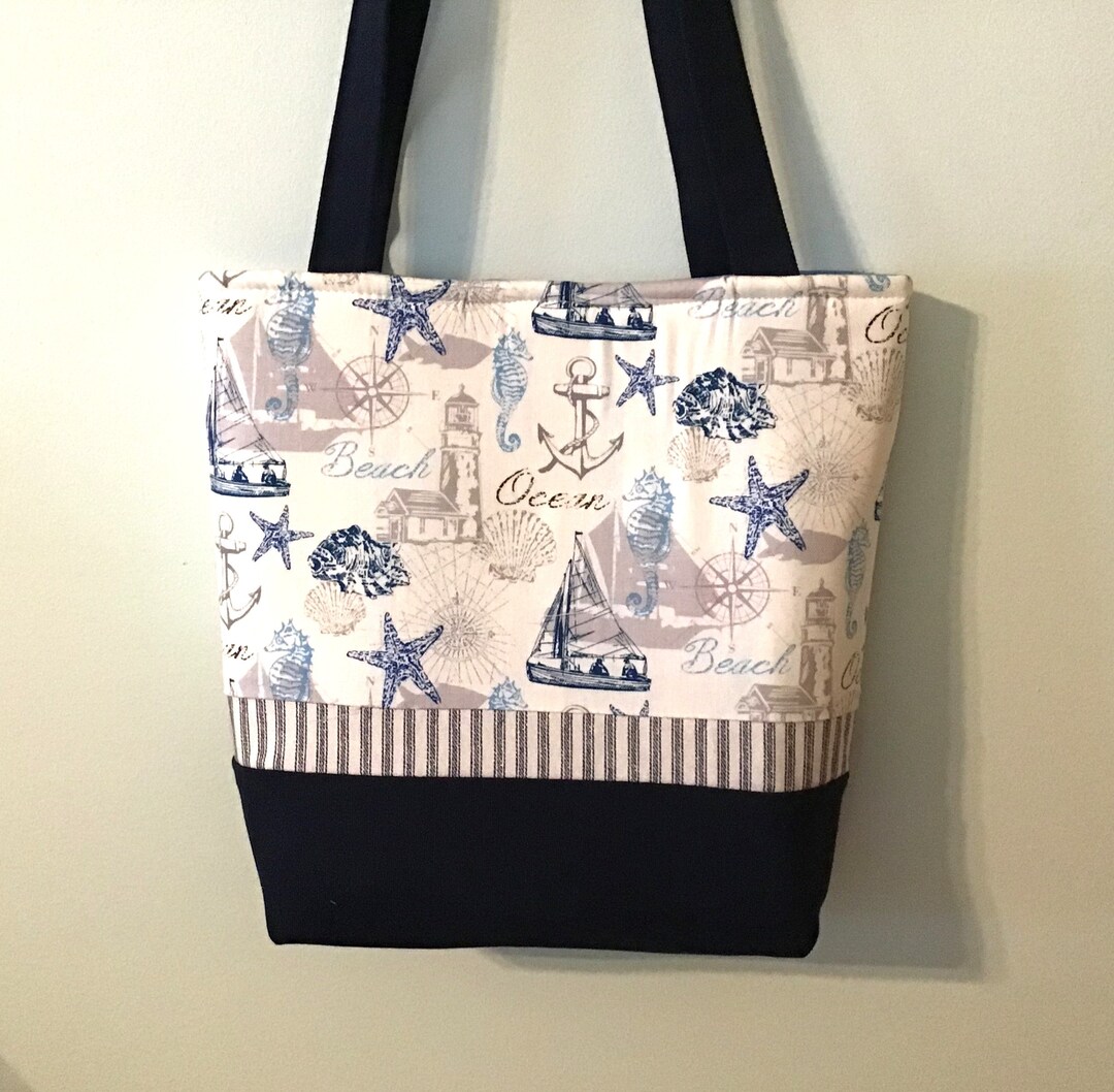 Nautical Purse, Sail Boat and Beach Purse, Blue Beach Purse, Nautical ...