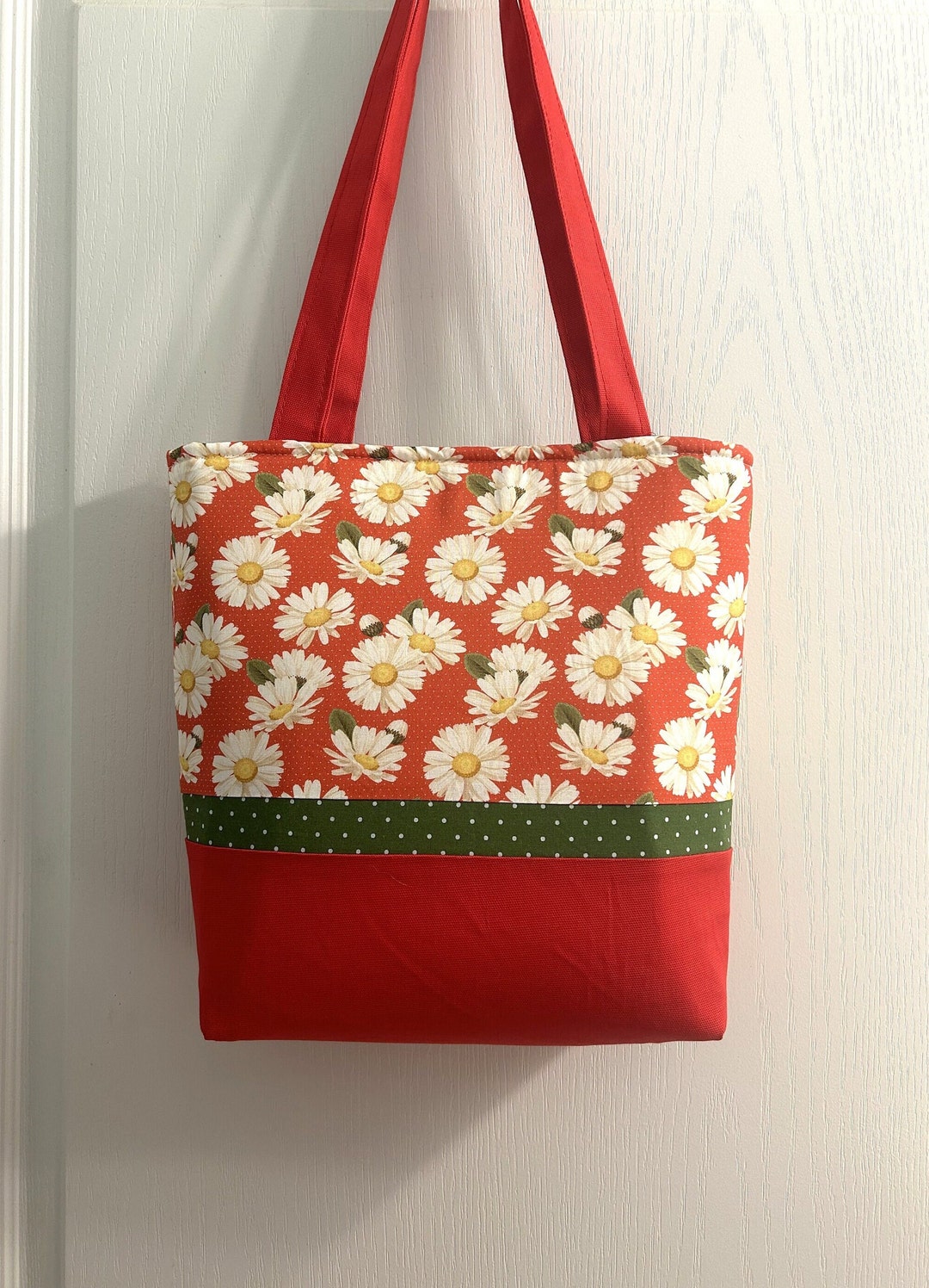 Red With White Daisy Purse, Floral Purse, Red and White Daisy Handbag ...