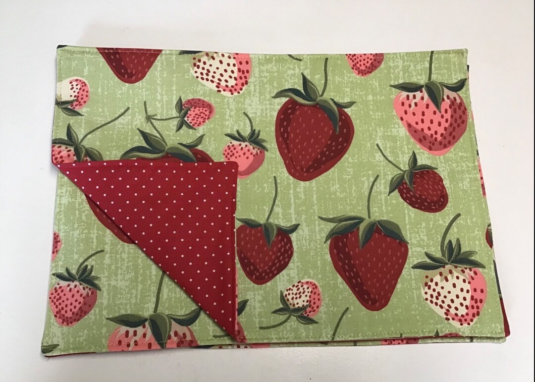 Strawberry Placemats, Reversible Placemats, Spring Placemats, Summer ...