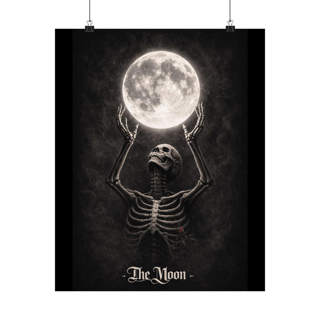 Gothic Moon Tarot Poster – Skeleton Art Print, Occult Decor - Etsy