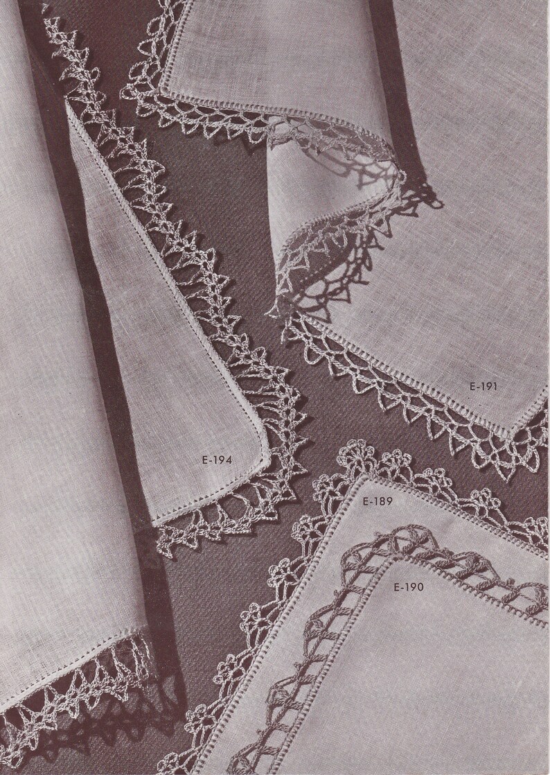 Vintage Handkerchief Crochet Edgings Patterns 1949 - PDF Instant ...