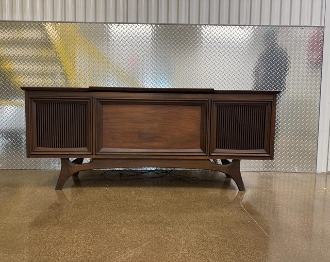 Vintage ARVIN RECORD PLAYER Wood Drop Down Cabinet Portable Stereo ...