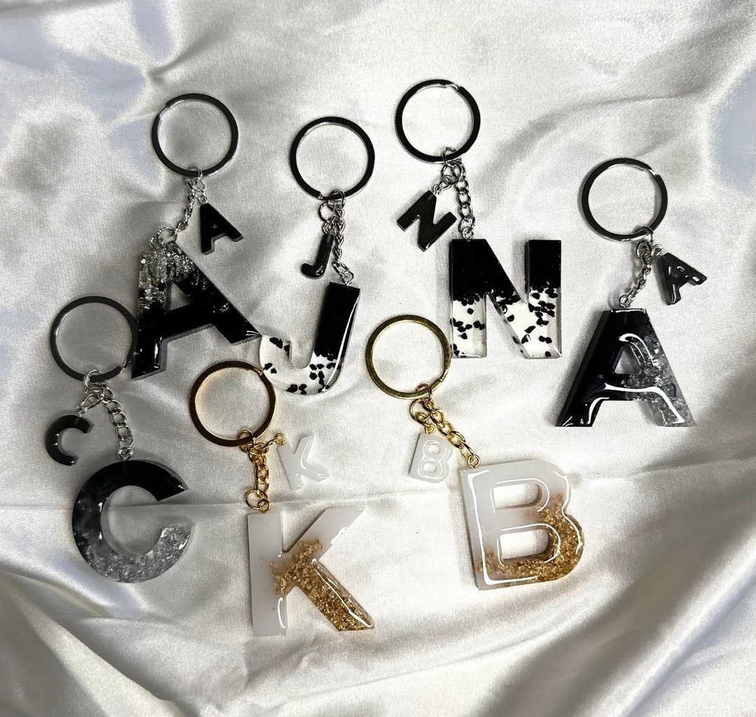 Epoxy Resin Keychain / Letters / Gold Leaf / Resin / Personalized ...