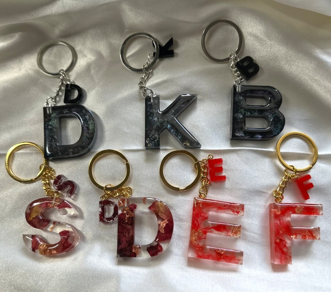 Epoxy Resin Keychain / Letters / Gold Leaf / Resin / Personalized ...