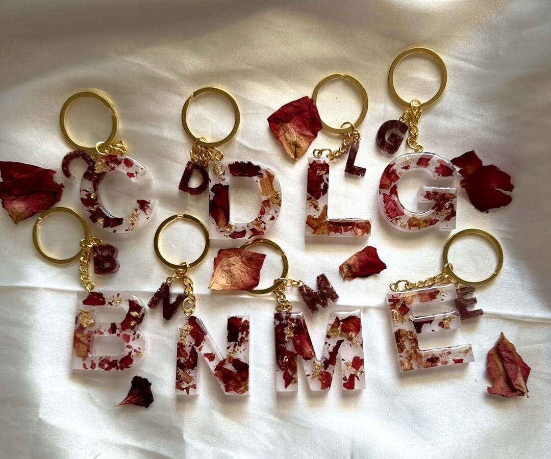 Epoxy Resin Keychain / Letters / Gold Leaf / Resin / Personalized ...
