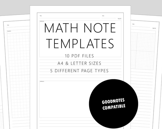 10 Printable PDF, Math Paper, Math Notes, Student Notes, Digital Note ...