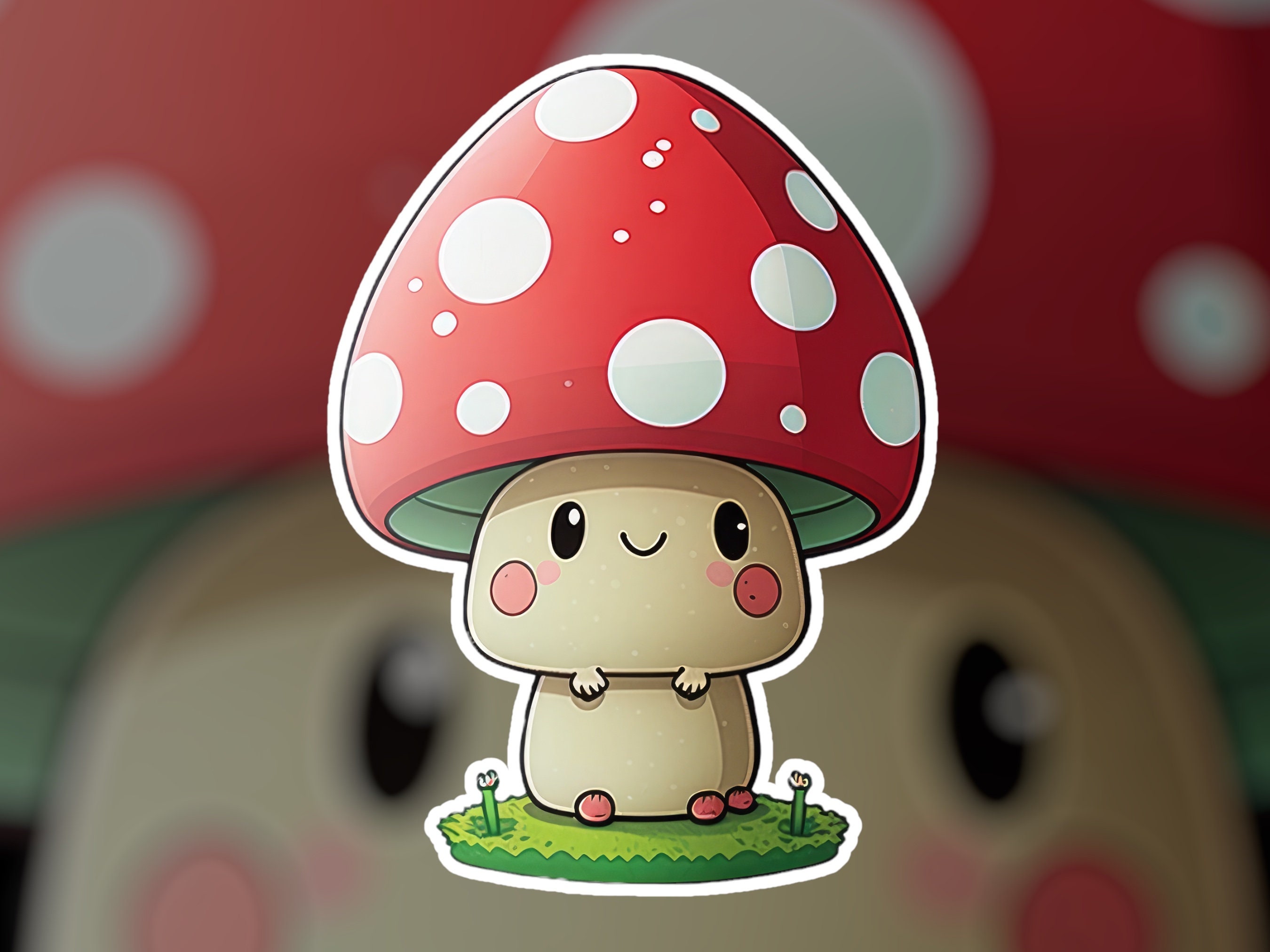 Cute Kawaii Mushroom Sticker | Cute Fungi Sticker - Etsy