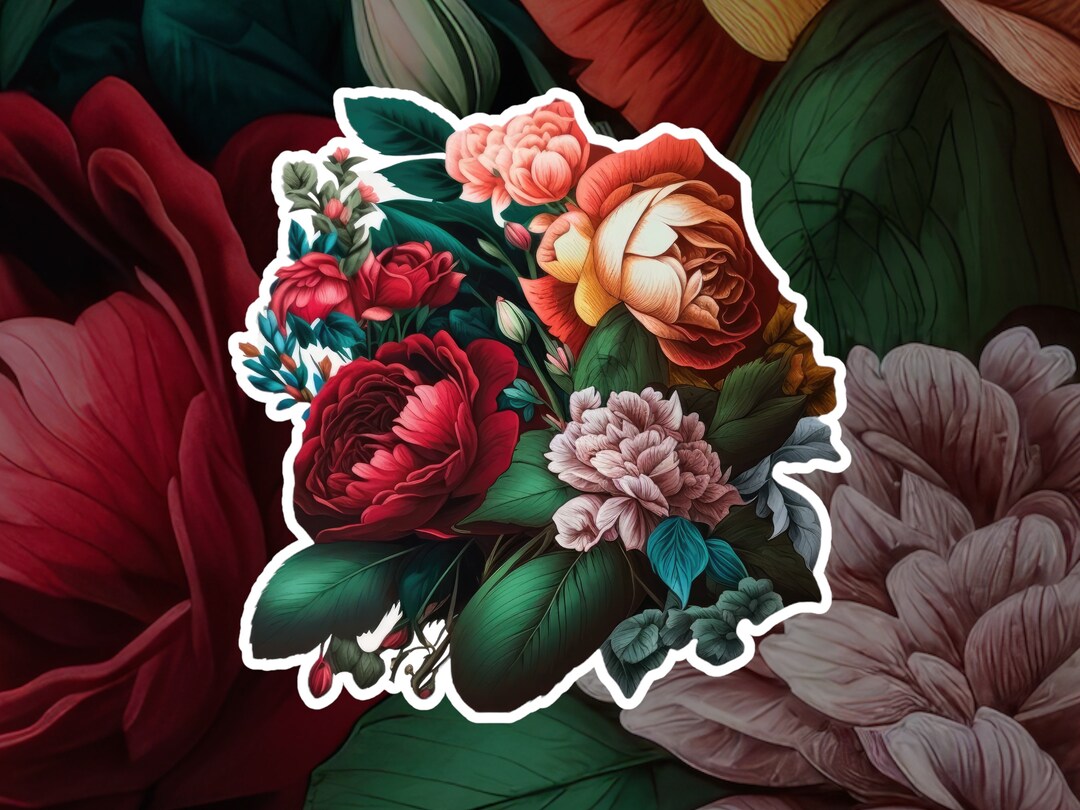 June Birth Flower Red Roses Sticker | June Birth Gift | Flower Bouquet ...
