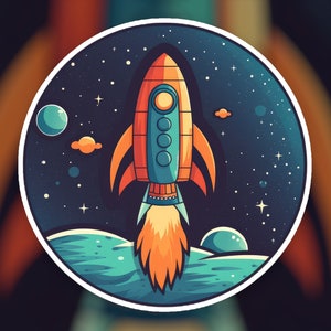 Rocket Sticker | Rocketship Sticker | Space Inspired Sticker | AI Art ...