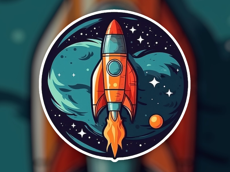 Rocket Sticker | Rocketship Sticker | Space Inspired Sticker | AI Art ...