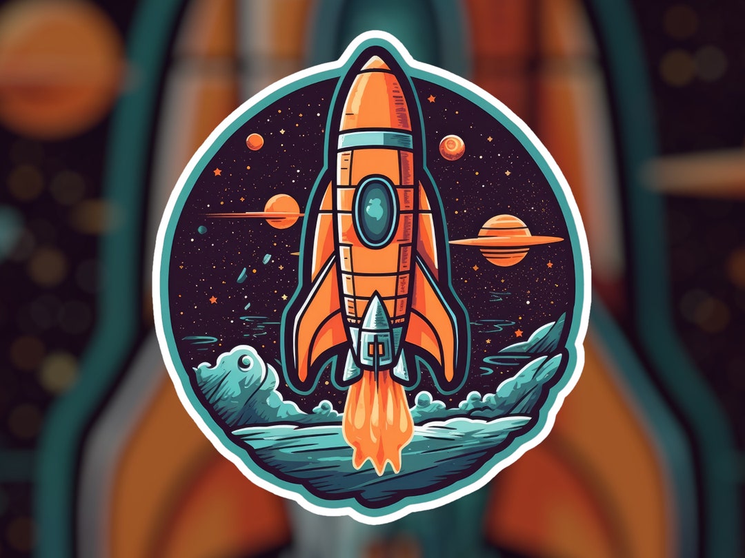 Rocket Sticker Rocketship Sticker Space Inspired Sticker AI Art - Etsy
