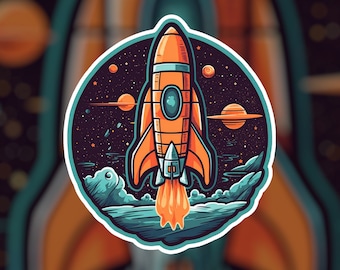 Rocket Sticker Rocketship Sticker Space Inspired Sticker AI Art - Etsy