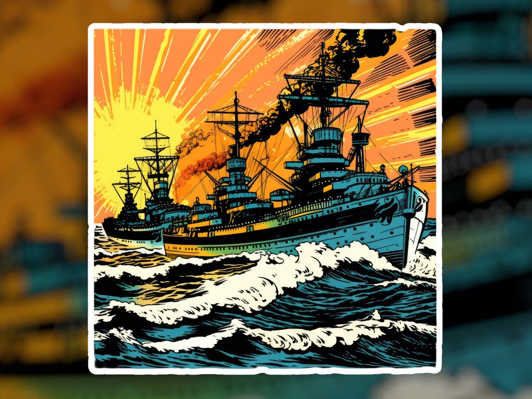 Battleship Sticker Warship Sticker Vintage Military Navy Battleships at ...