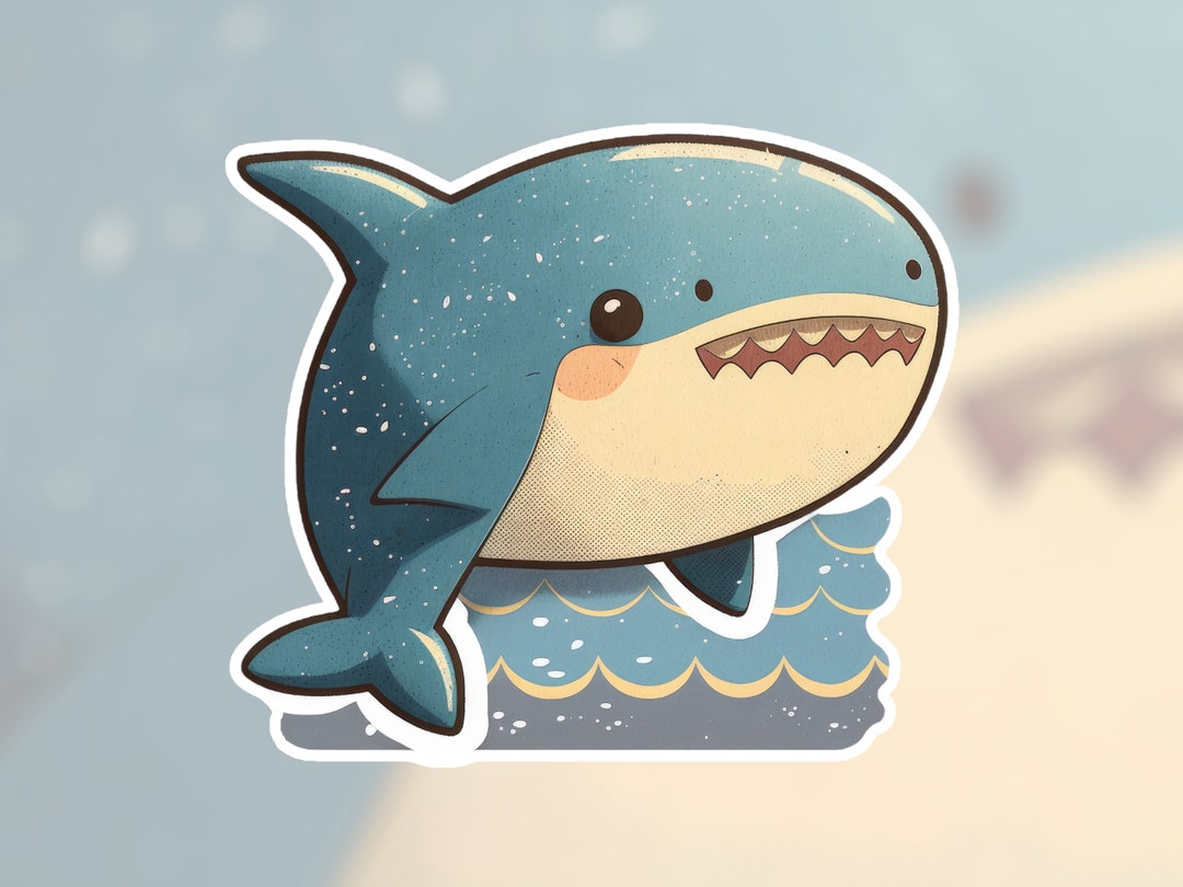Cute Kawaii Shark Sticker | Animal Sticker | Laptop Sticker | Water ...