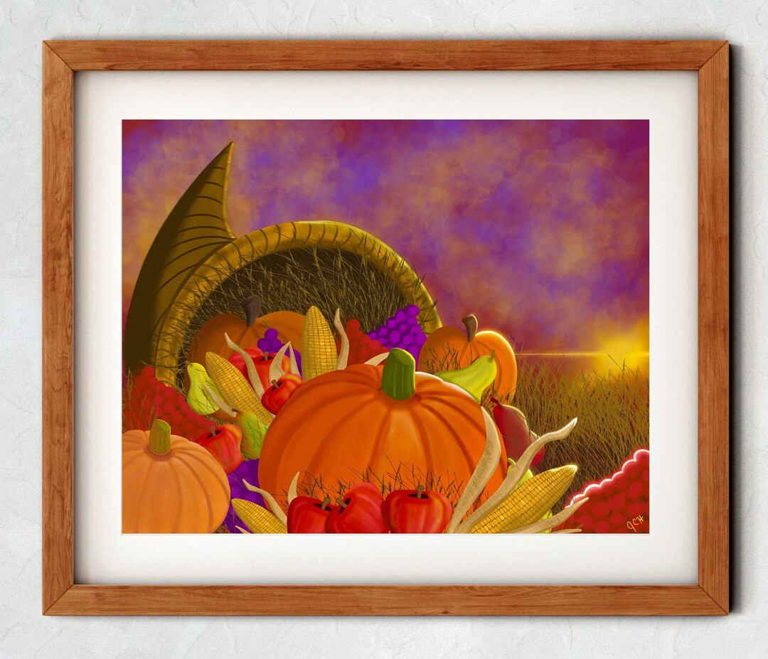 Fall Harvest Cornucopia Painting- Original Artwork - Instant Download ...