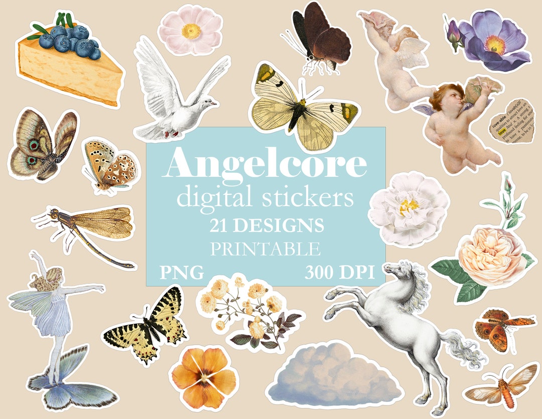 Angelcore Printable Stickers PNG Dreamy Sticker Set - Etsy