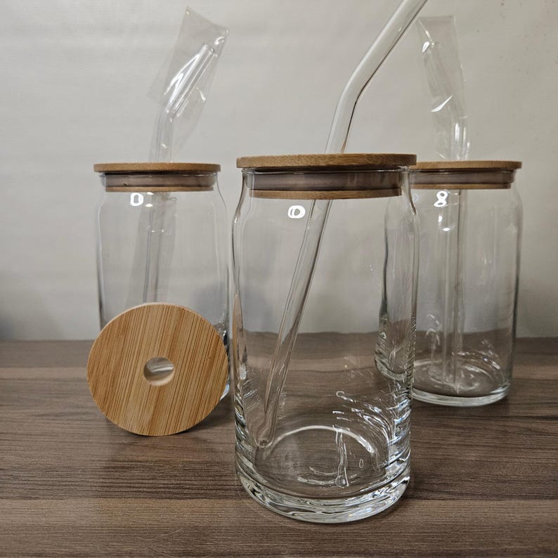 Wholesale BLANK 1/2/4/6/12 Pack 16oz DIY Glass Jar Clear| | Blank Glass Can | Iced Coffee Glass ...