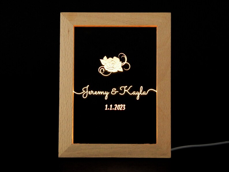 Engraved Acrylic Frame Light up Custom LED Weddings, Anniversary, Home ...
