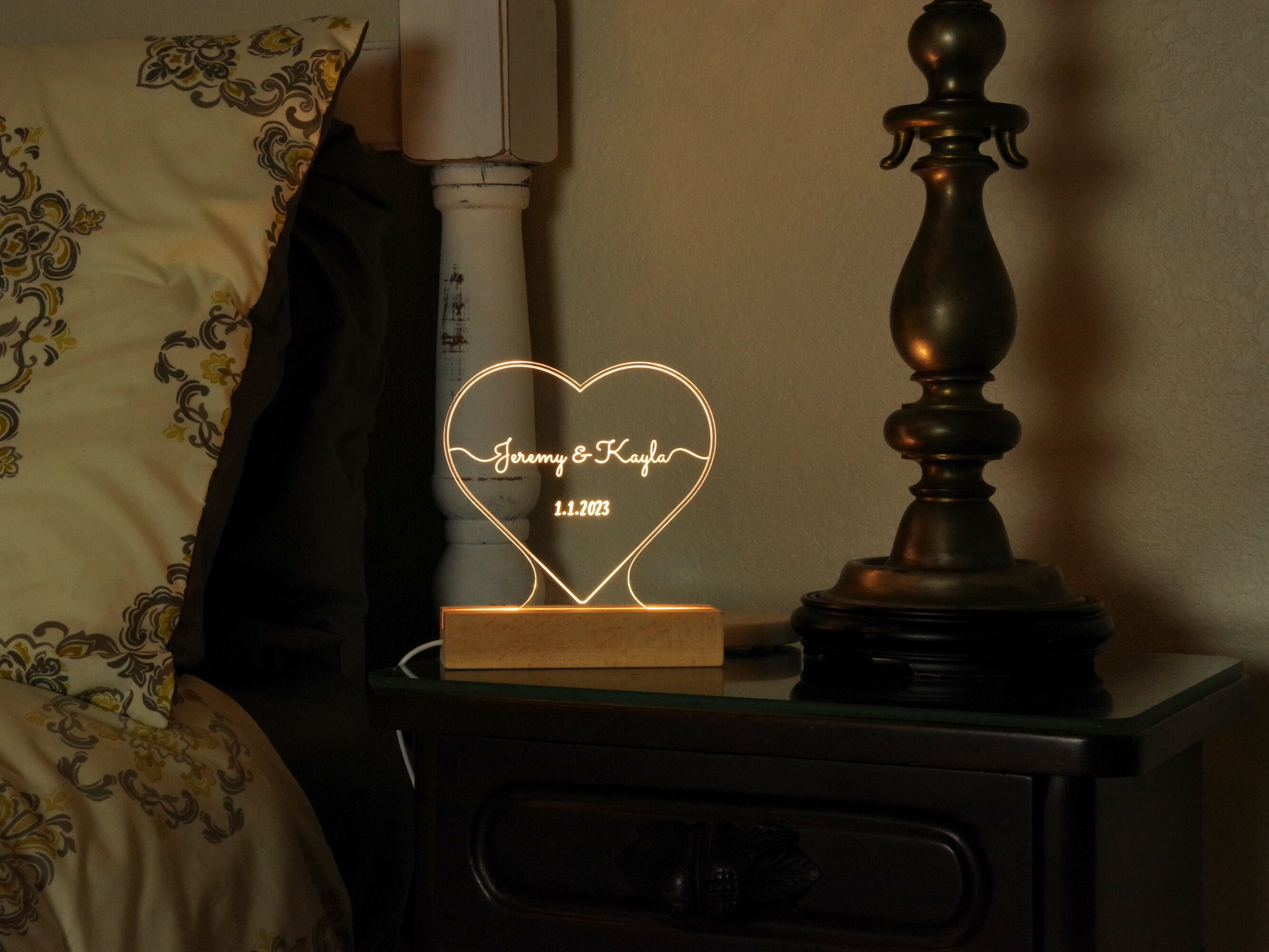 Personalized Engraved Acrylic Light up Sign - Heart - Custom LED ...
