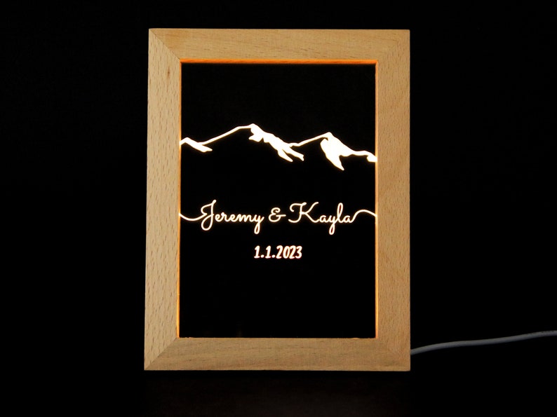 Engraved Acrylic Frame Light up Custom LED Weddings, Anniversary, Home ...