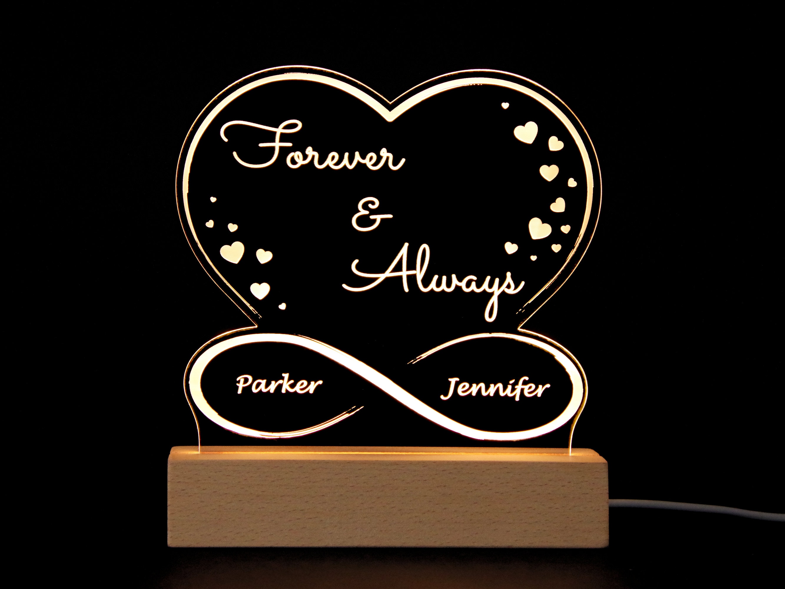 Personalized Engraved Acrylic Light up Sign Infinity Heart Custom LED ...
