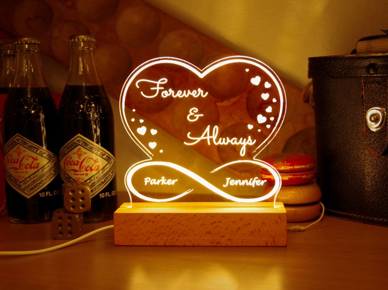Personalized Engraved Acrylic Light up Sign - Infinity Heart - Custom ...
