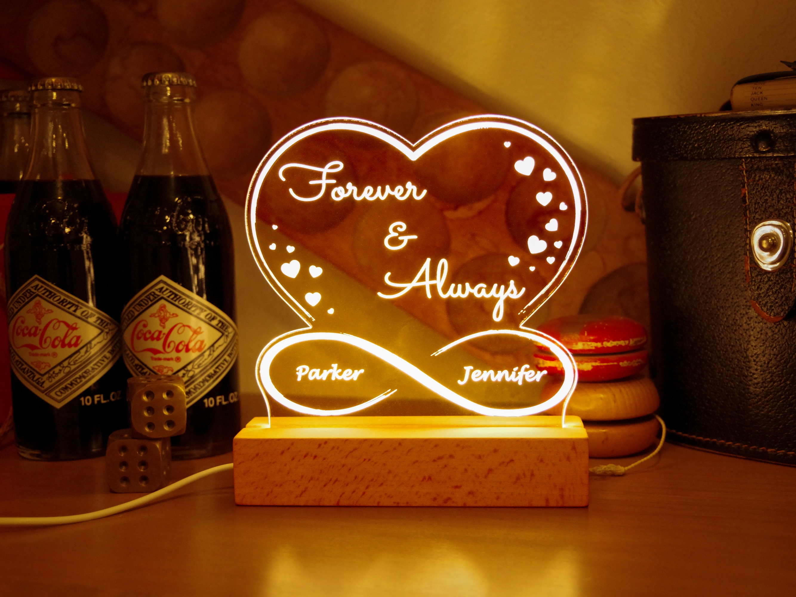 Personalized Engraved Acrylic Light up Sign Infinity Heart Custom LED ...