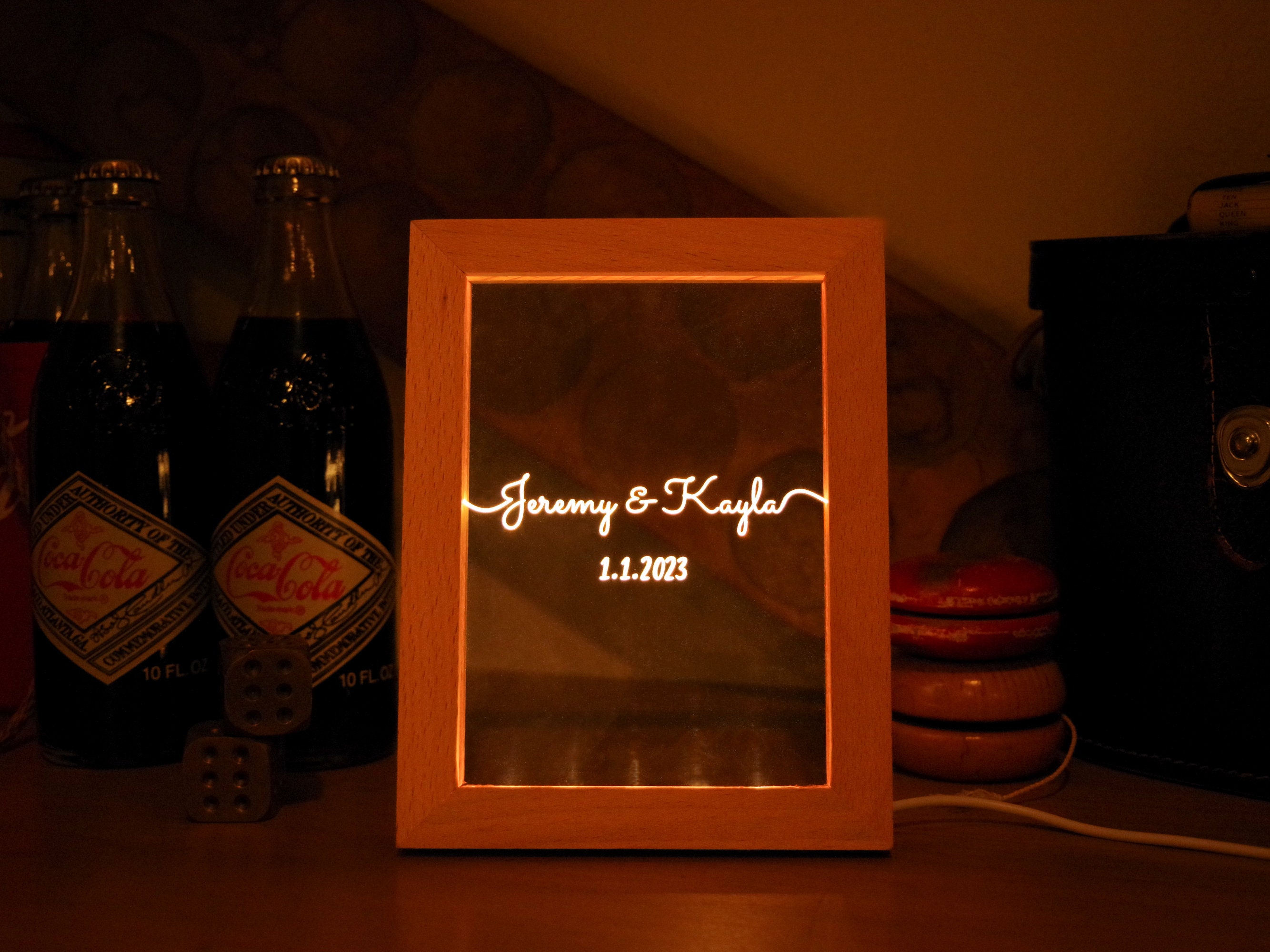 Engraved Acrylic Frame Light up Custom LED Weddings, Anniversary, Home ...