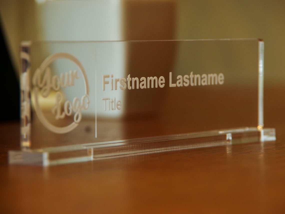 Desk Name Plate Laser Engraved Acrylic Plaque, Personalized Sign ...