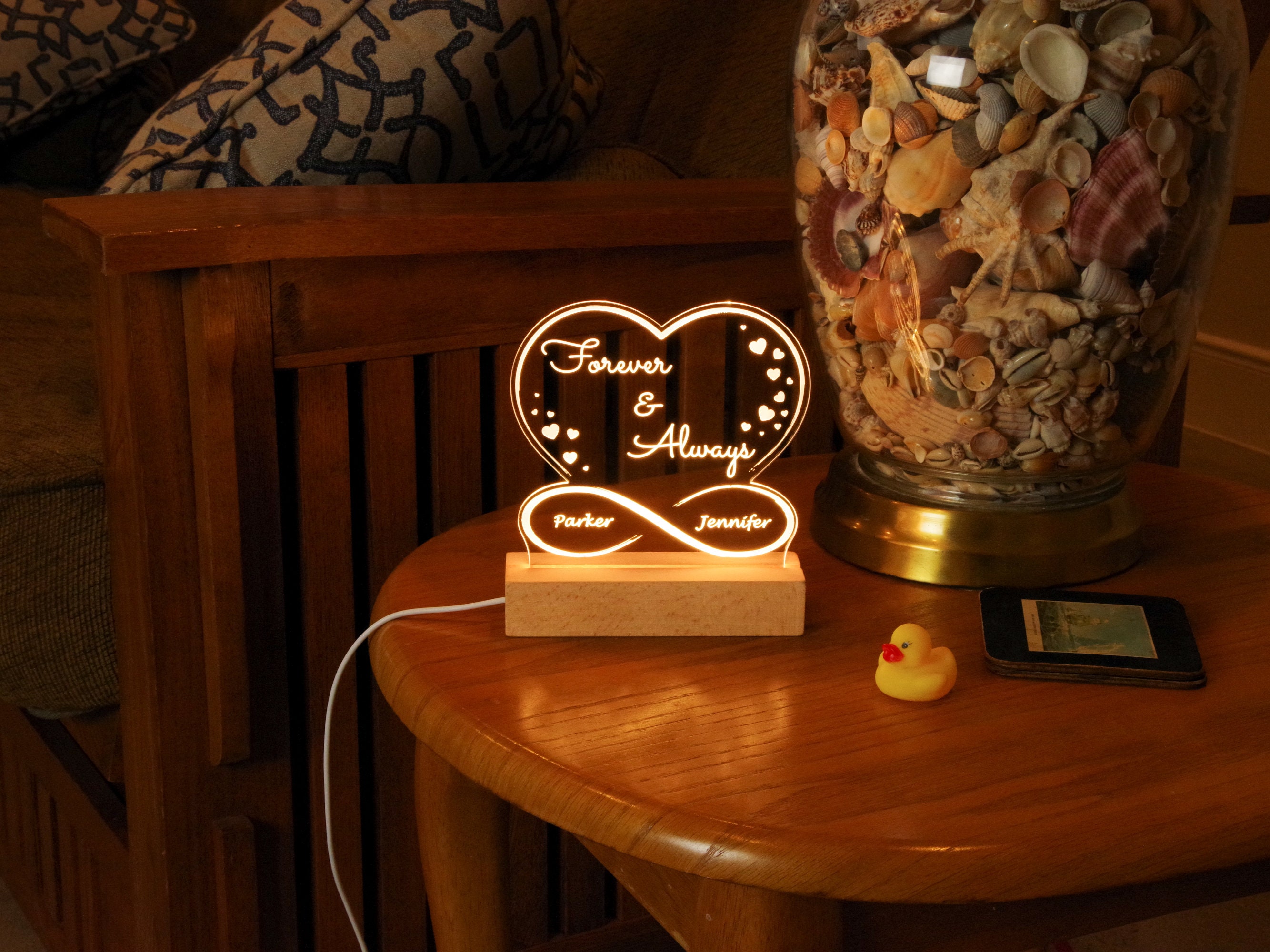 Personalized Engraved Acrylic Light up Sign Infinity Heart Custom LED ...