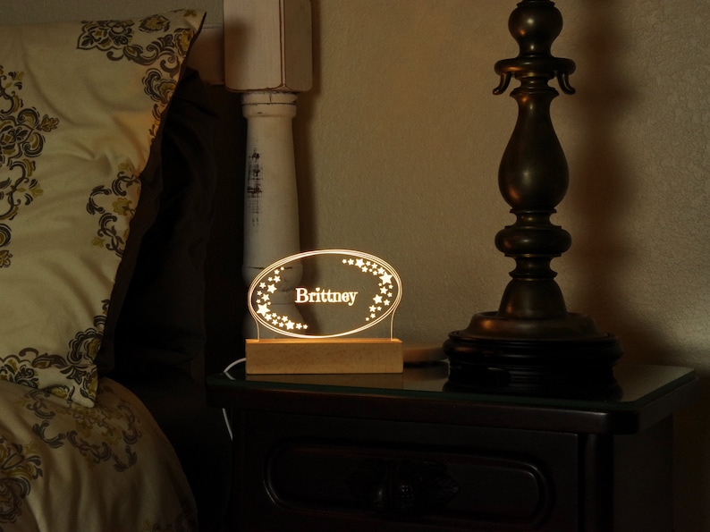 Personalized Engraved Acrylic Light up Sign - Starry Night Base ...