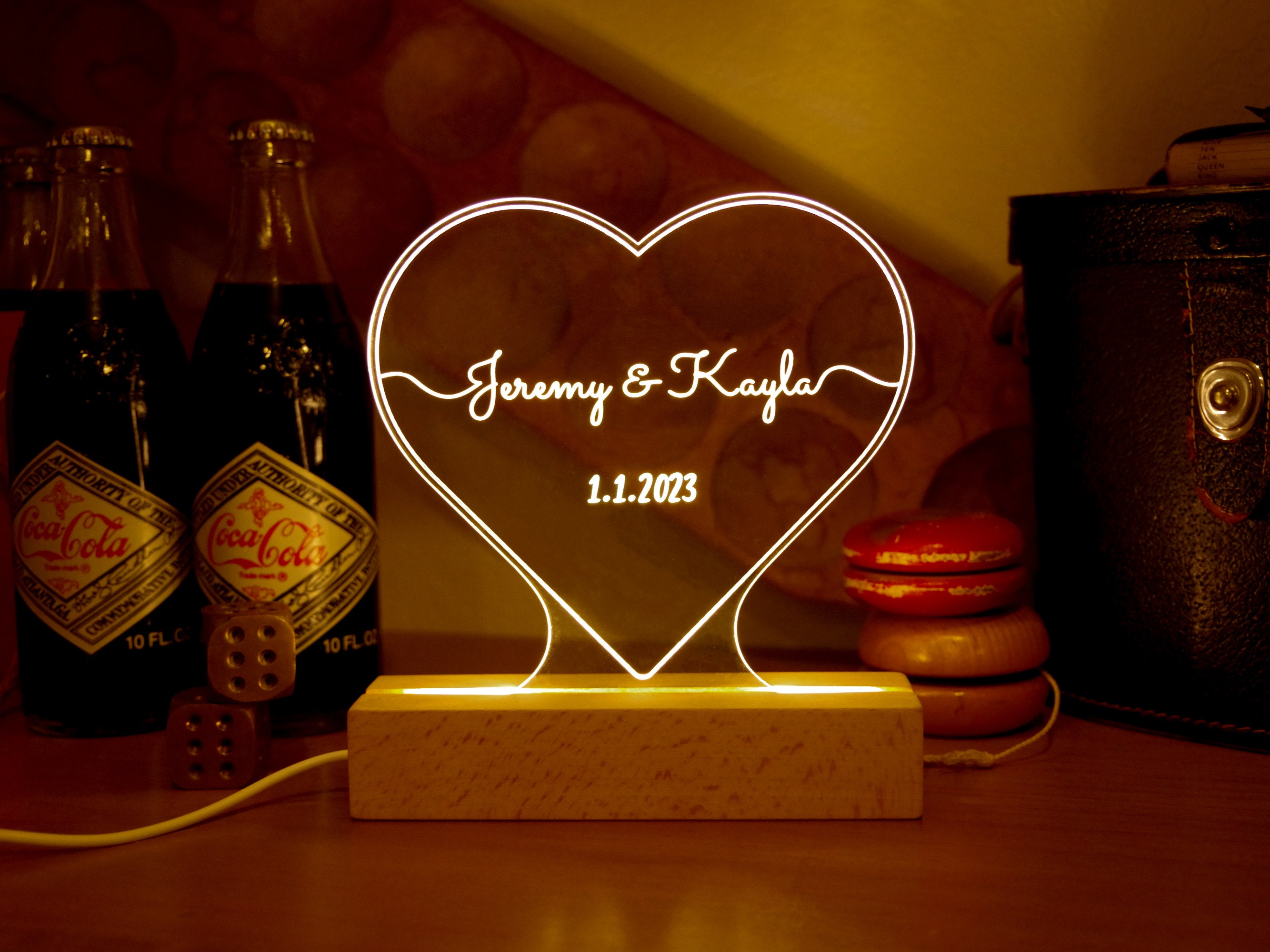 Personalized Engraved Acrylic Light up Sign - Heart - Custom LED ...