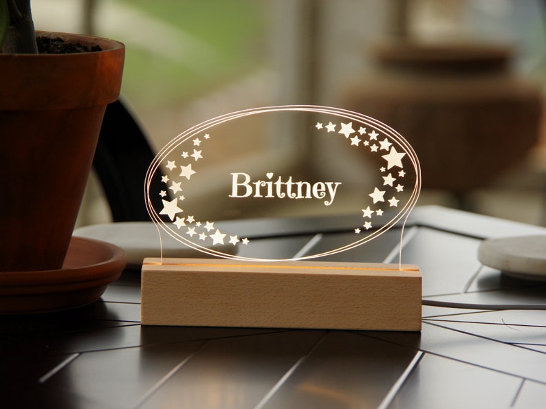 Personalized Engraved Acrylic Light up Sign - Starry Night Base ...