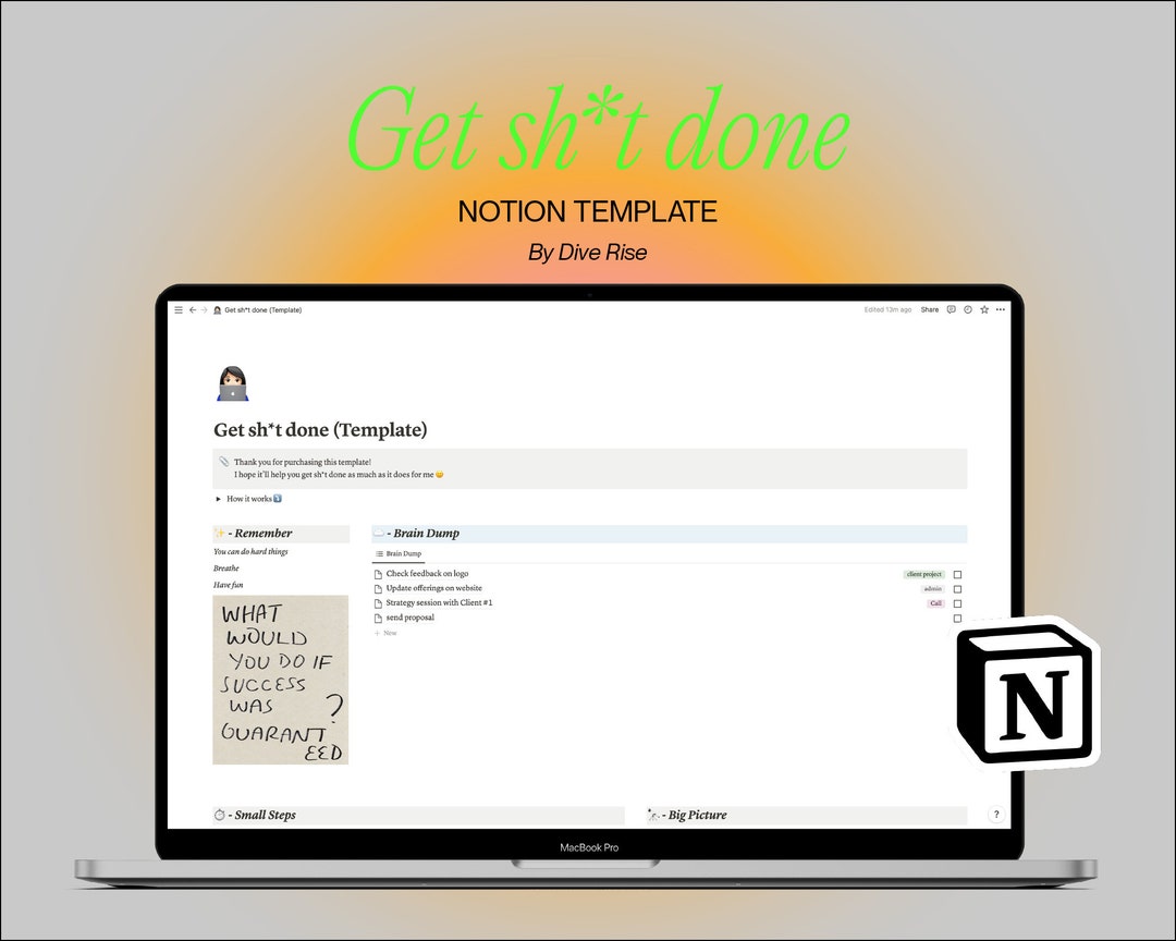 Get Sht Done Notion Template Etsy