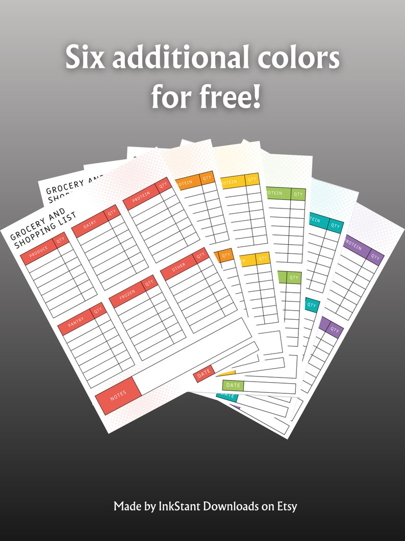 Printable and Fillable Grocery and Shopping List Template, Health ...