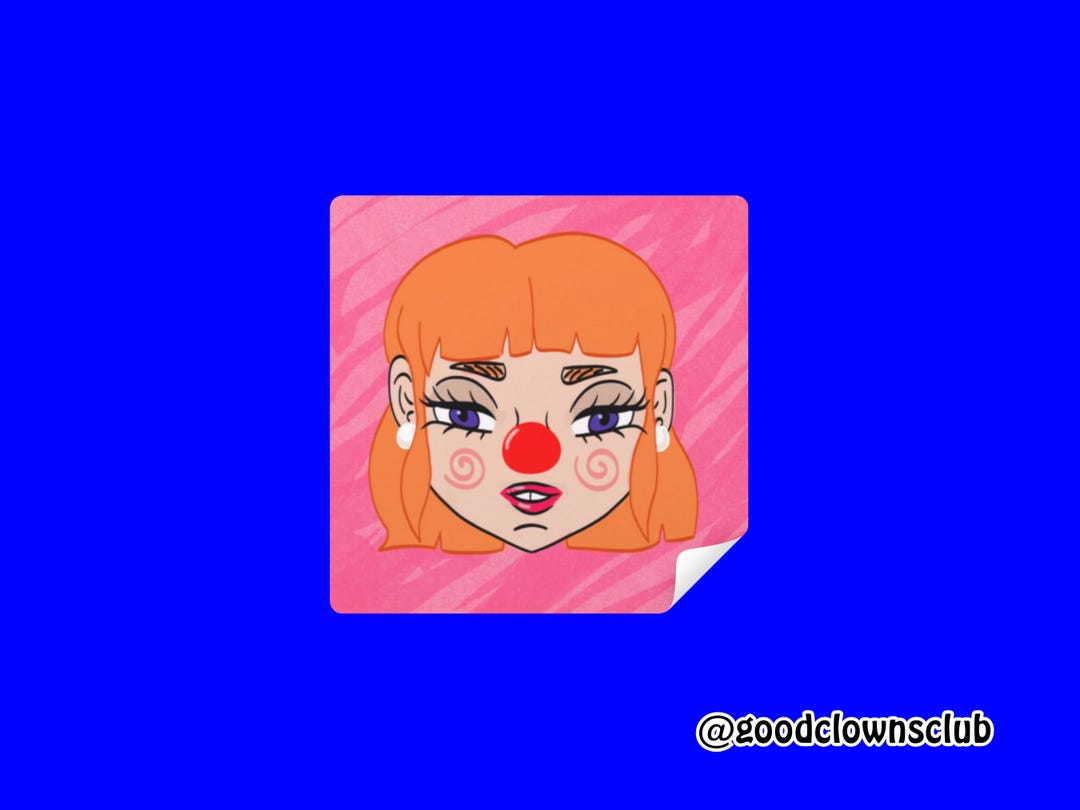Orange Hair Clown Vinyl Sticker | Playful Illustration - Etsy