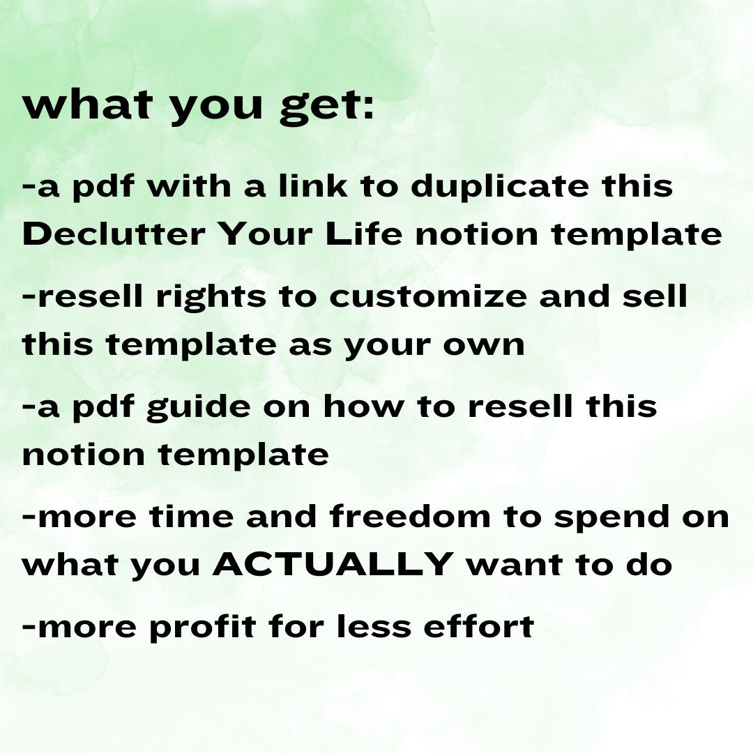 Declutter Checklist Notion Template PLR Done for You Template Declutter Resellable Template ...