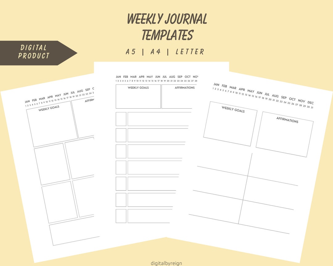 Weekly Journal Template, Daily Journal, Bullet Journal, Digital ...
