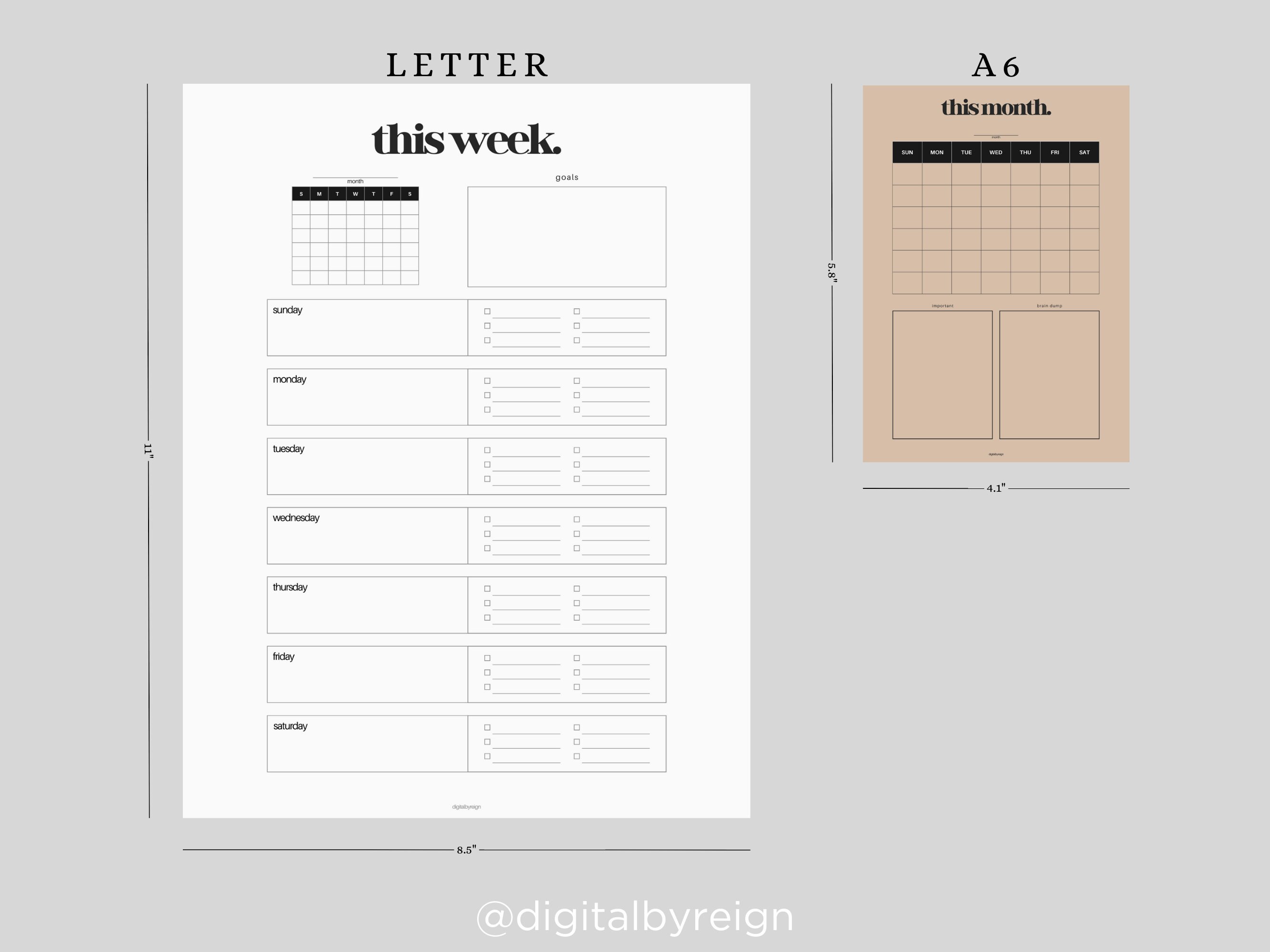 Minimalist Journal Template, Daily, Weekly, Monthly, Bullet Journal ...
