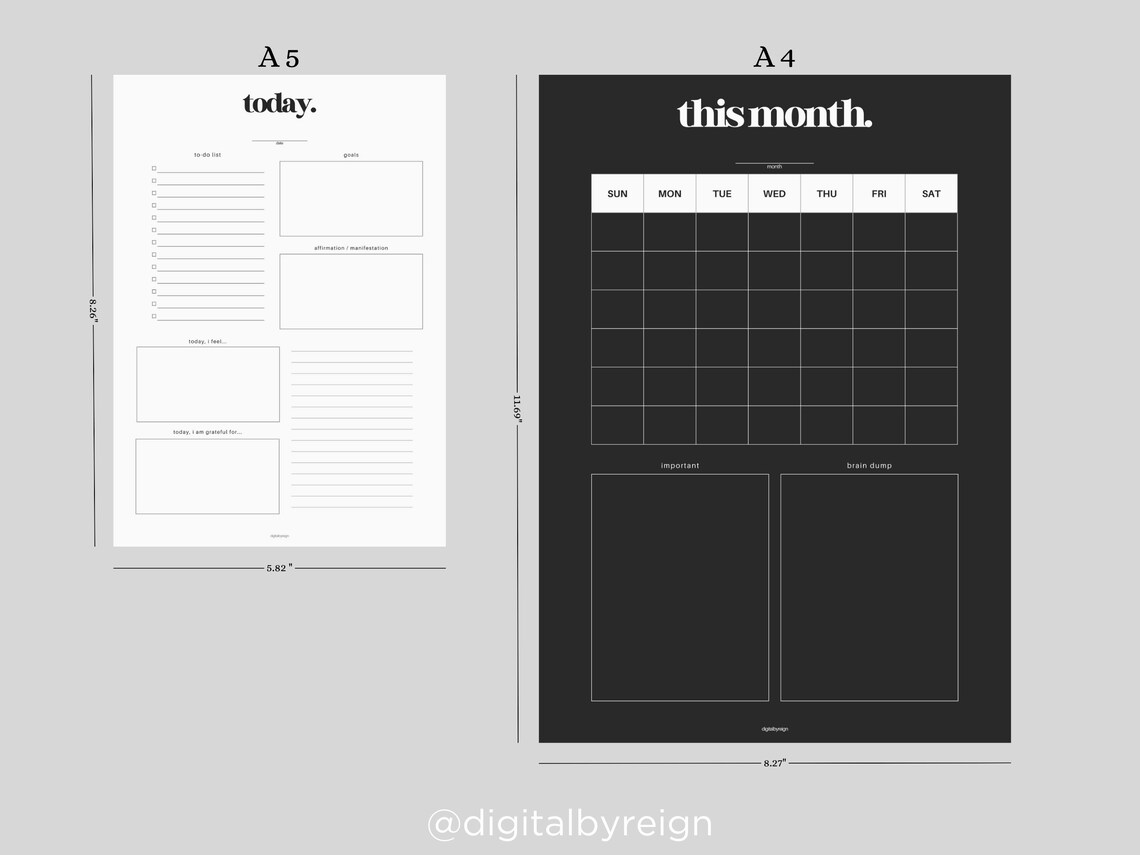 Minimalist Journal Template, Daily, Weekly, Monthly, Bullet Journal ...