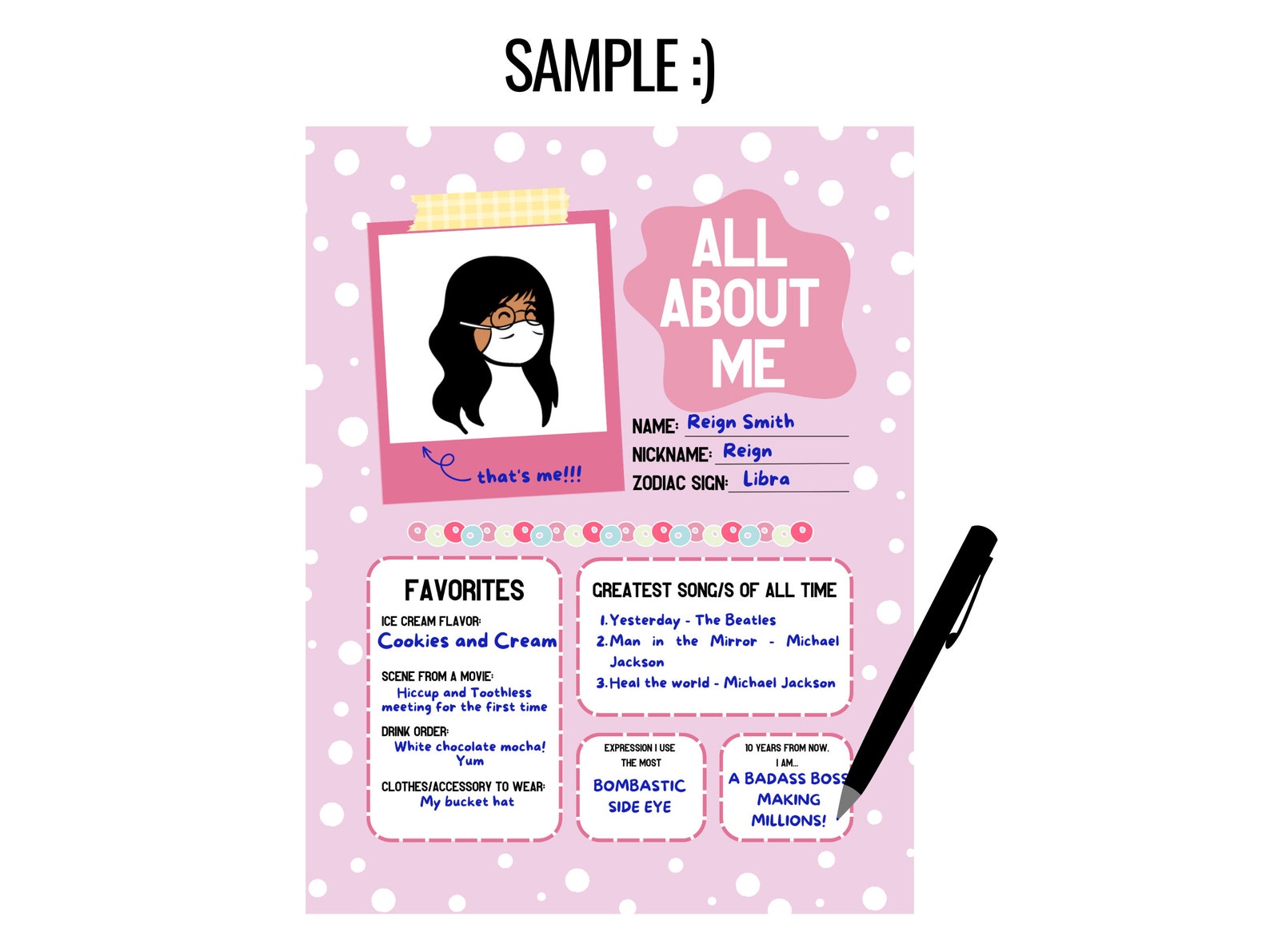 Slambook Style About Me Template, About Me Page, Slambook, Template ...