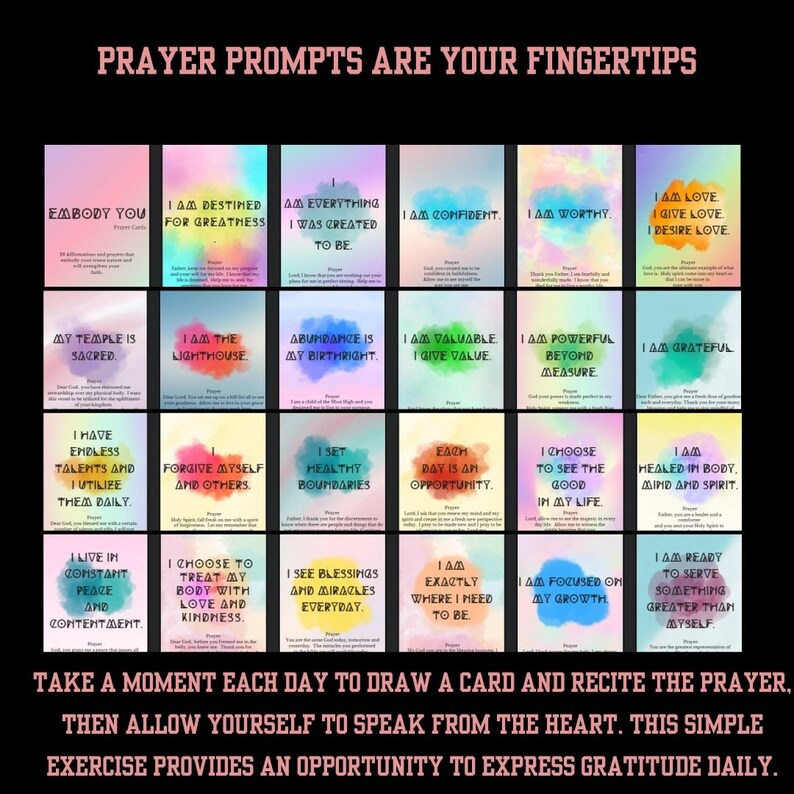 Teen and Preteen Tie Dye Affirmations, Prayer Cards, Destiny Cards ...