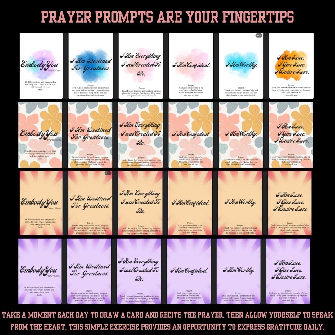 Teen and Preteen Vintage Affirmation and Prayer Cards, Prayer Prompts ...